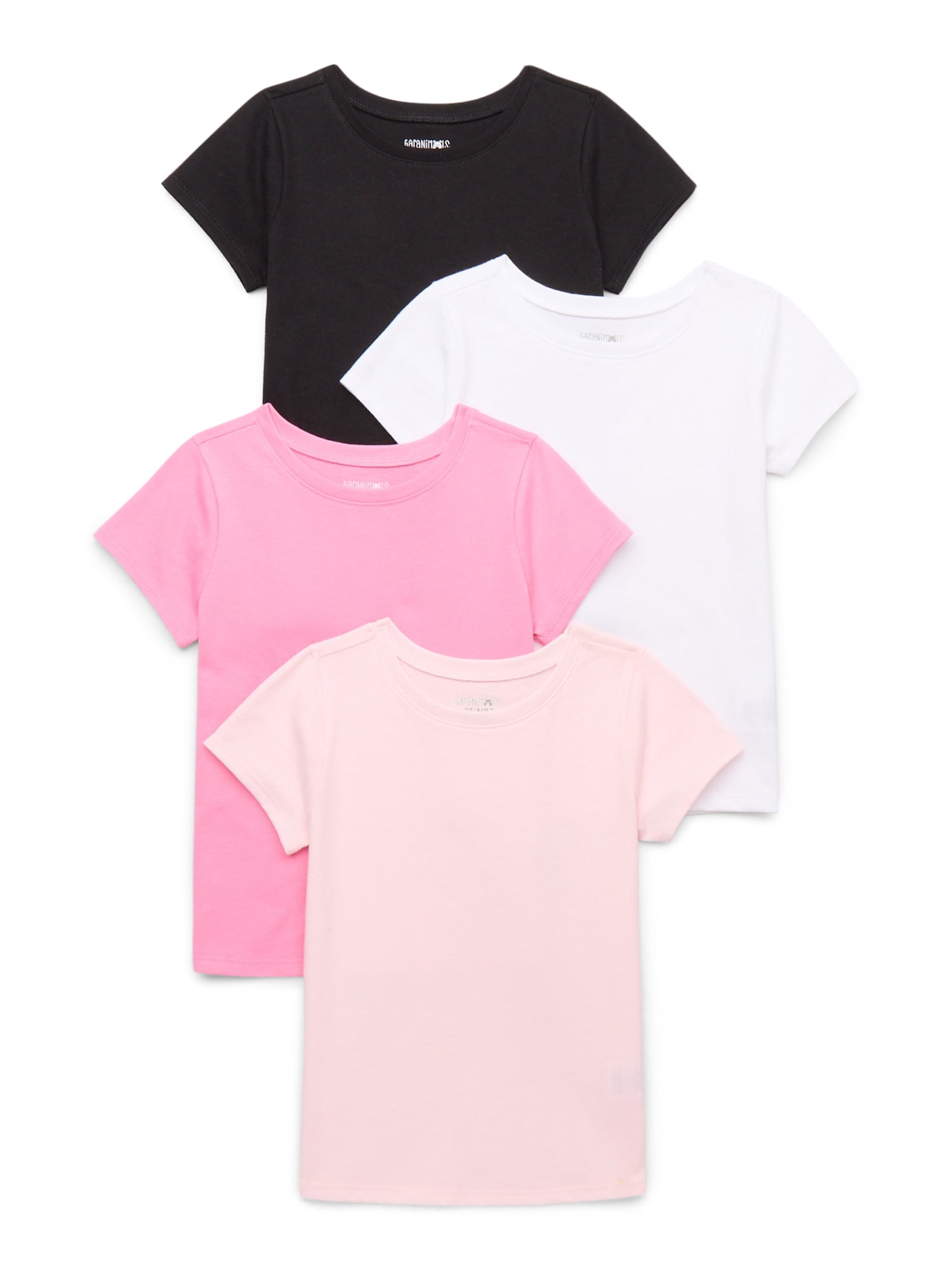 Garanimals Toddler Girl Short Sleeve Tees 4-Pack, Cotton Blend, Sizes ...