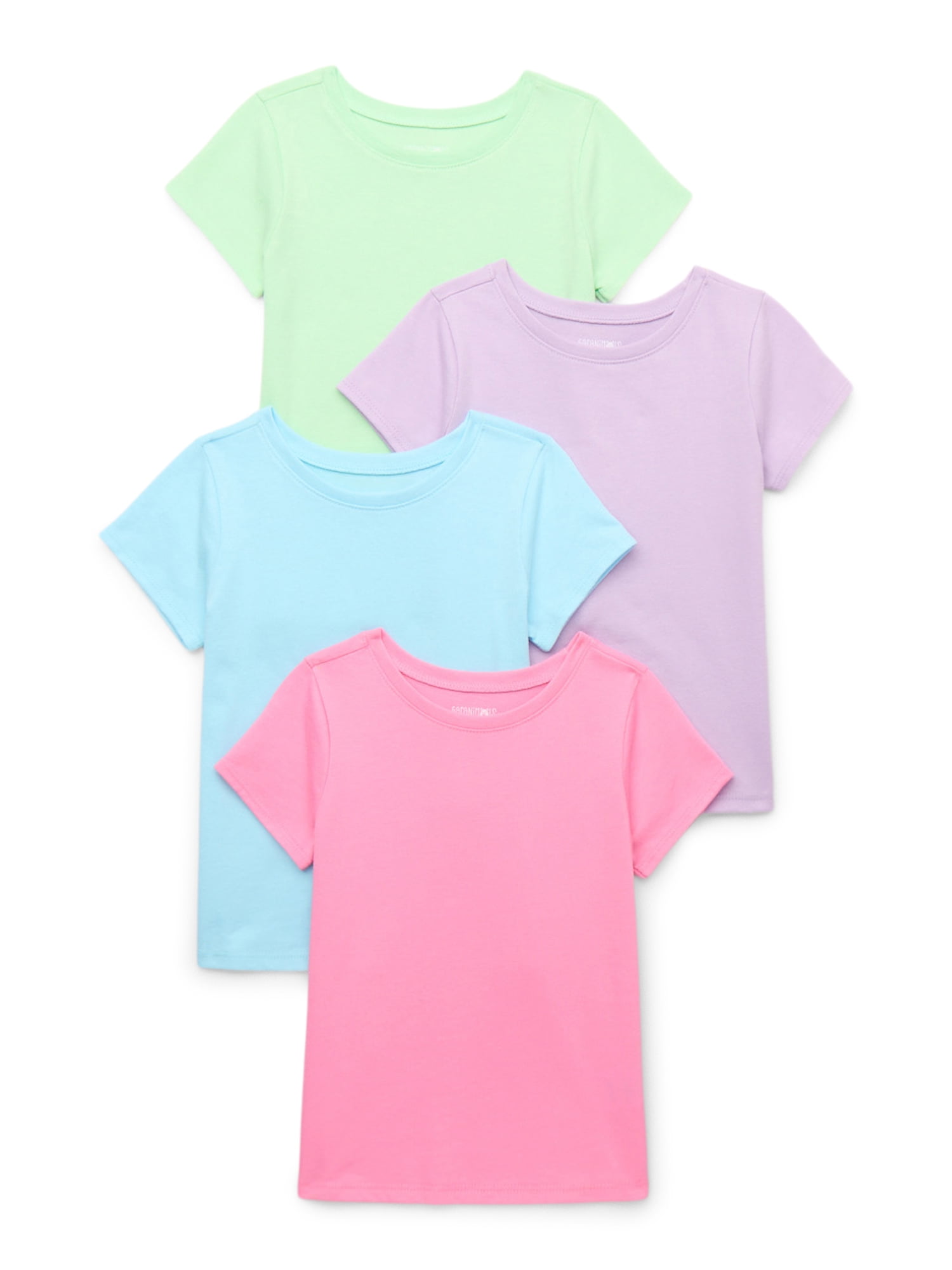 Garanimals Toddler Girl Core Short Sleeve Tees Multipack, 4-Pack, Sizes ...