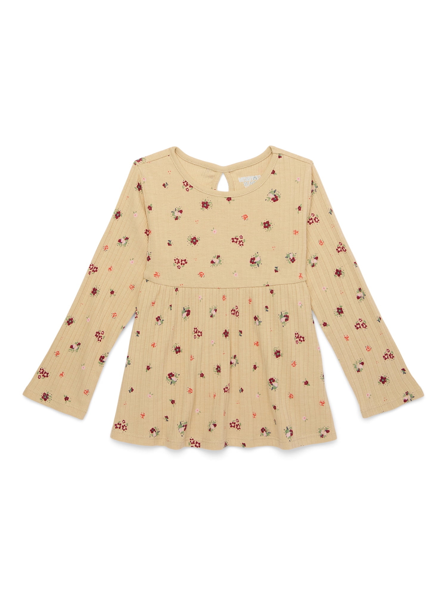 Garanimals Toddler Girls Babydoll Pointelle Top with Long Sleeves ...