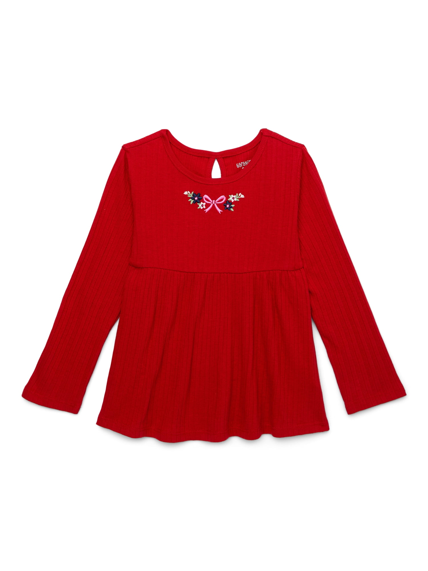 Garanimals Toddler Girls Babydoll Pointelle Top Long Sleeves Sizes 18M ...