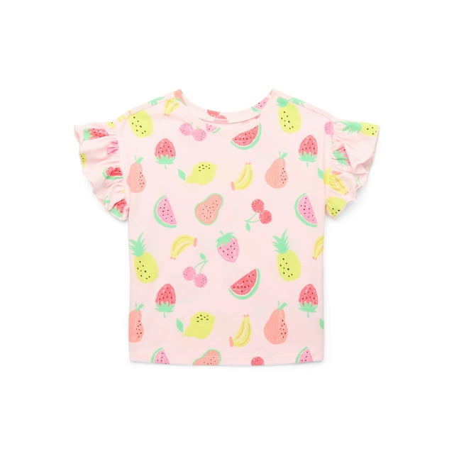Garanimals Toddler Girls' Print Top with Short Flutter Sleeves, Sizes ...