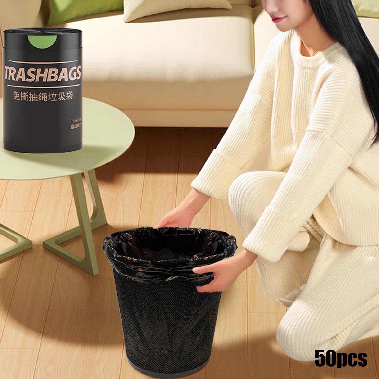 Garbage Bags Drawstring Tear-Resistant 45x45cm PE Thickened | 50 Pack ...