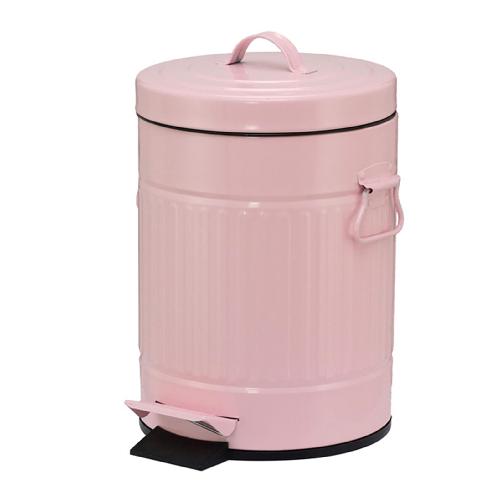 Garbage Bin Rubbish Bin Paper Basket with Pink Elegant Iron Design for ...