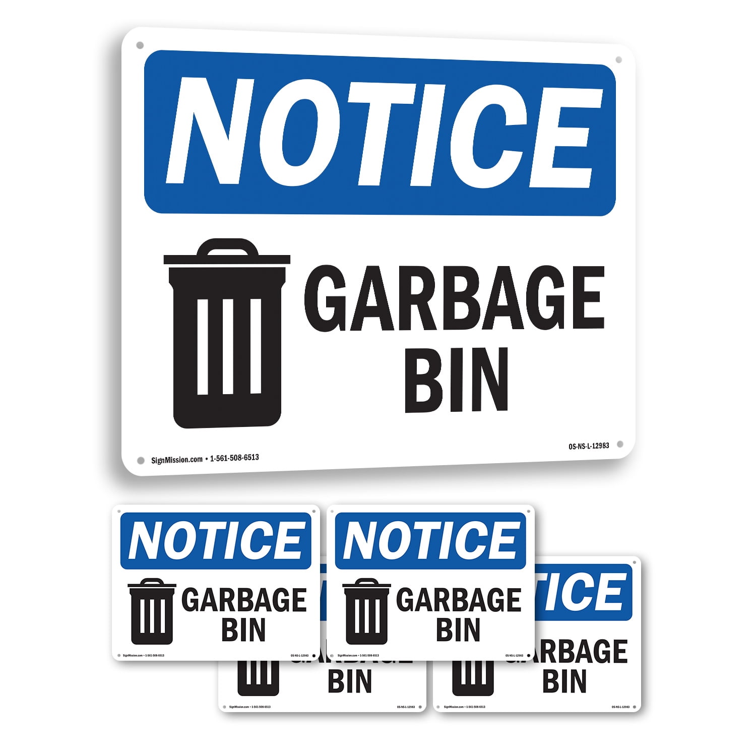 Garbage Can OSHA Notice Rigid Plastic Sign 10 Inch x 7 Inch - 5 Pack ...