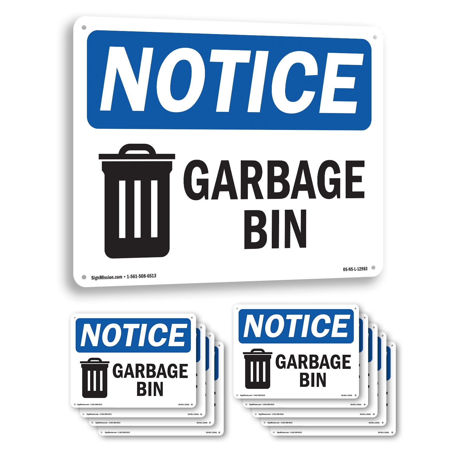Garbage Can OSHA Notice Rigid Plastic Sign 24 Inch x 18 Inch - 10 Pack ...