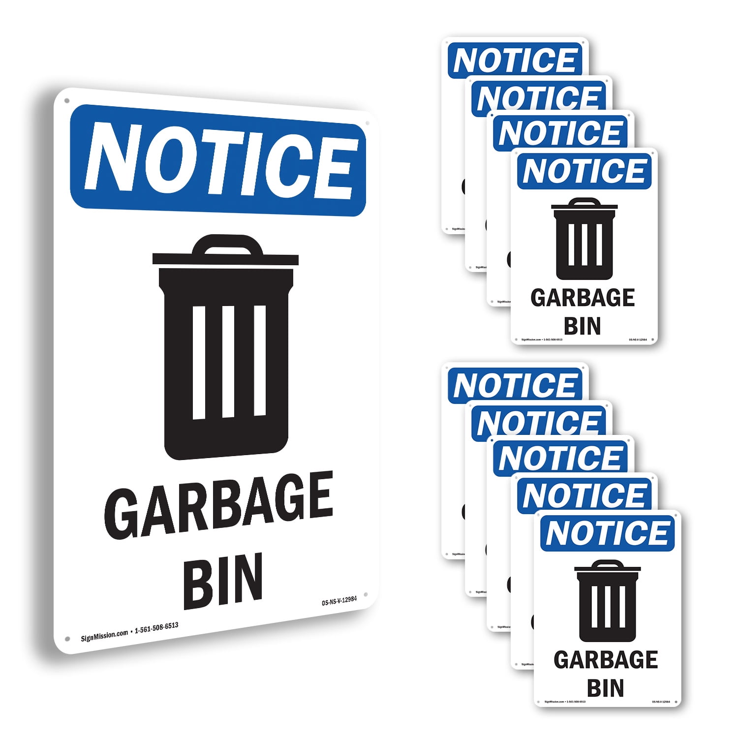 Garbage Can OSHA Notice Rigid Plastic Sign 24 Inch x 18 Inch - 10 Pack ...