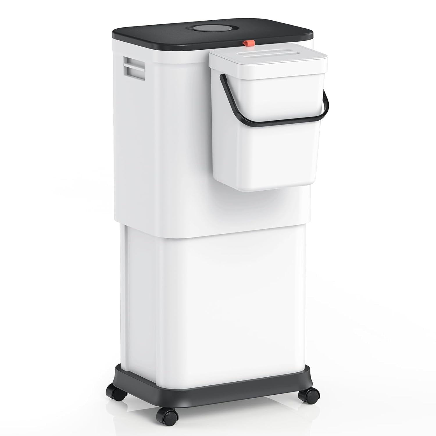 Garbage Can with Wheels,20L-45L Adjustable Capacity Kitchen Trash Can ...