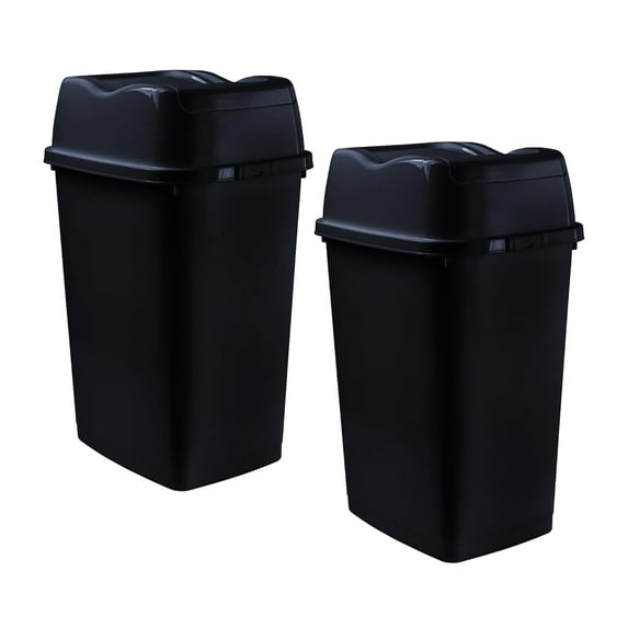 Garbage Cans with Swing Top-Split Lids, 2 Pack | Large Kitchen Trash ...