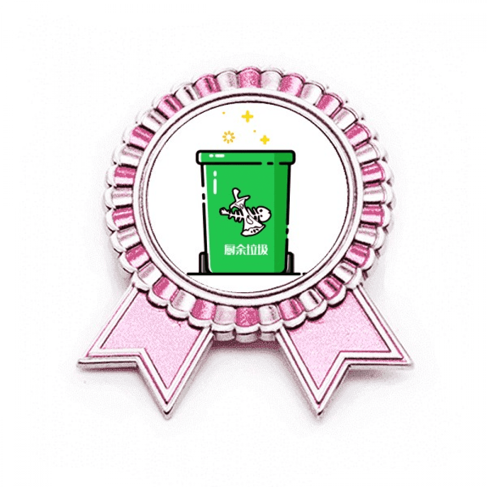 Garbage Classification Garbage Can Badge Brooch Pin Pink Winner Award ...