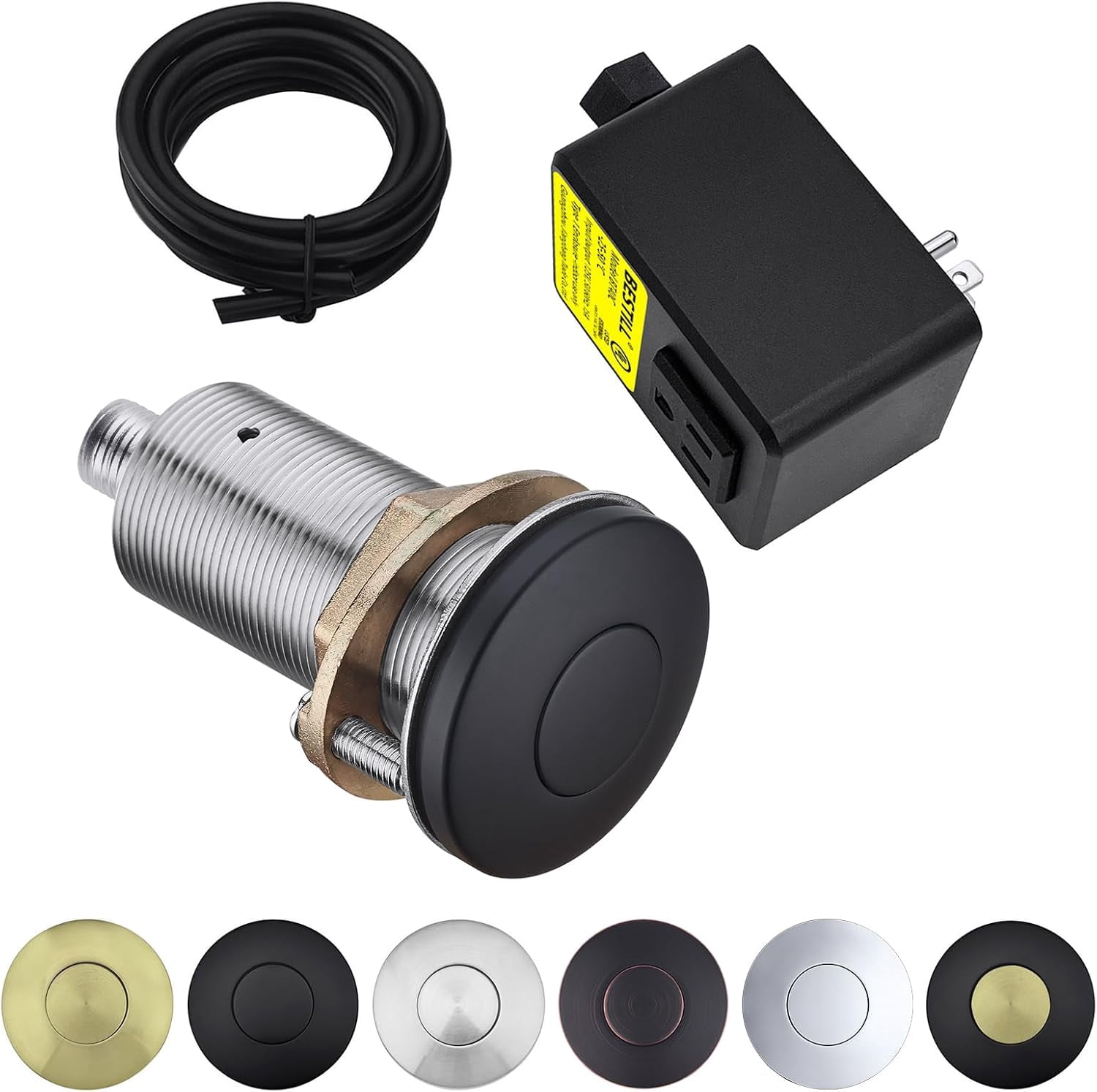 Garbage Disposal Air Switch Kit - UL Listed, Brass Long Push Button for ...