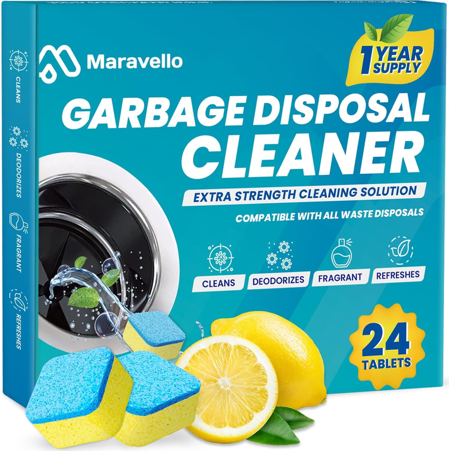 Garbage Disposal Cleaner and Deodorizer 24 Tablets: Sink Foaming ...
