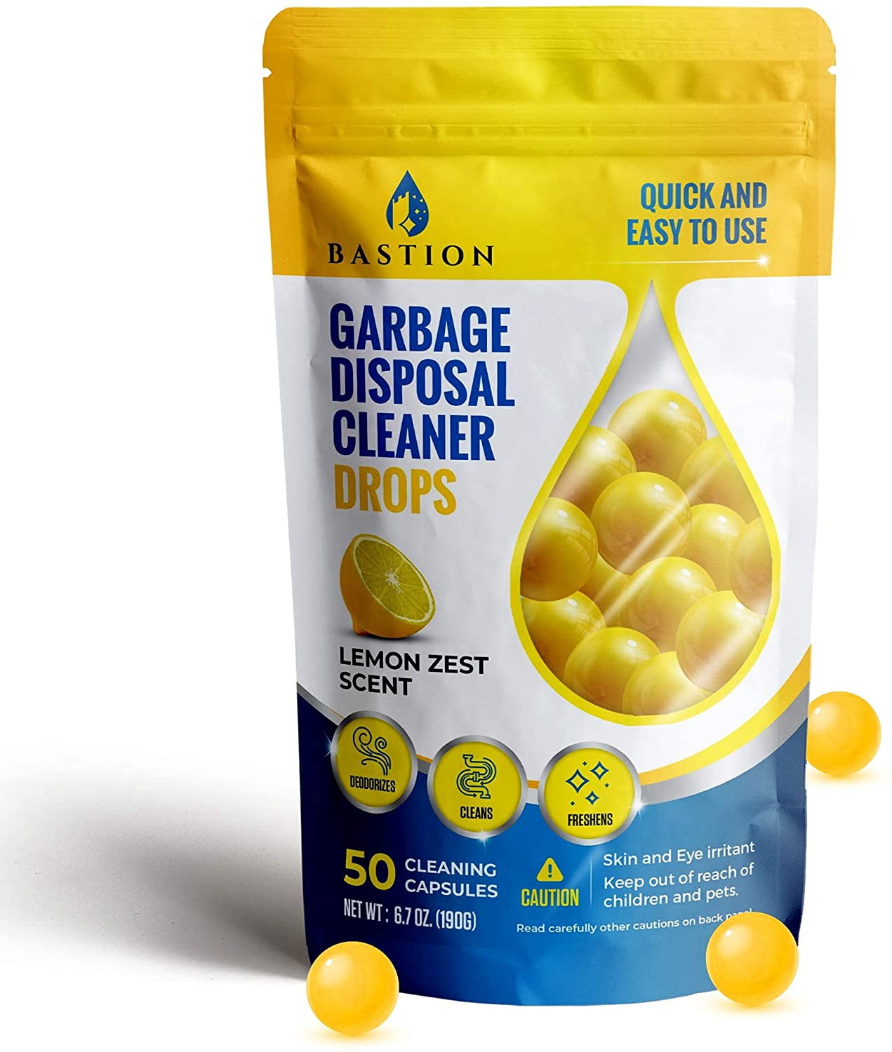 Bastion Garbage Disposal Cleaner Drops, Lemon Scented, 50 Count, Septic ...