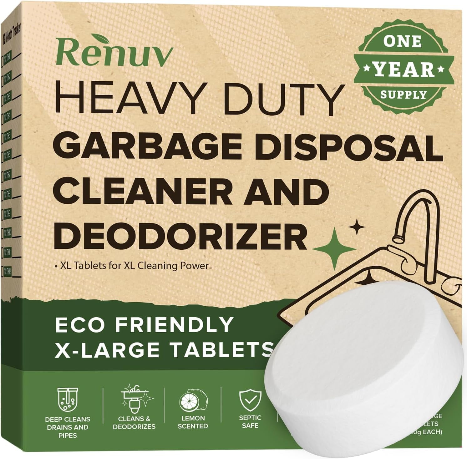 Garbage Disposal Cleaner and Deodorizer Tablets Drain Freshener ...