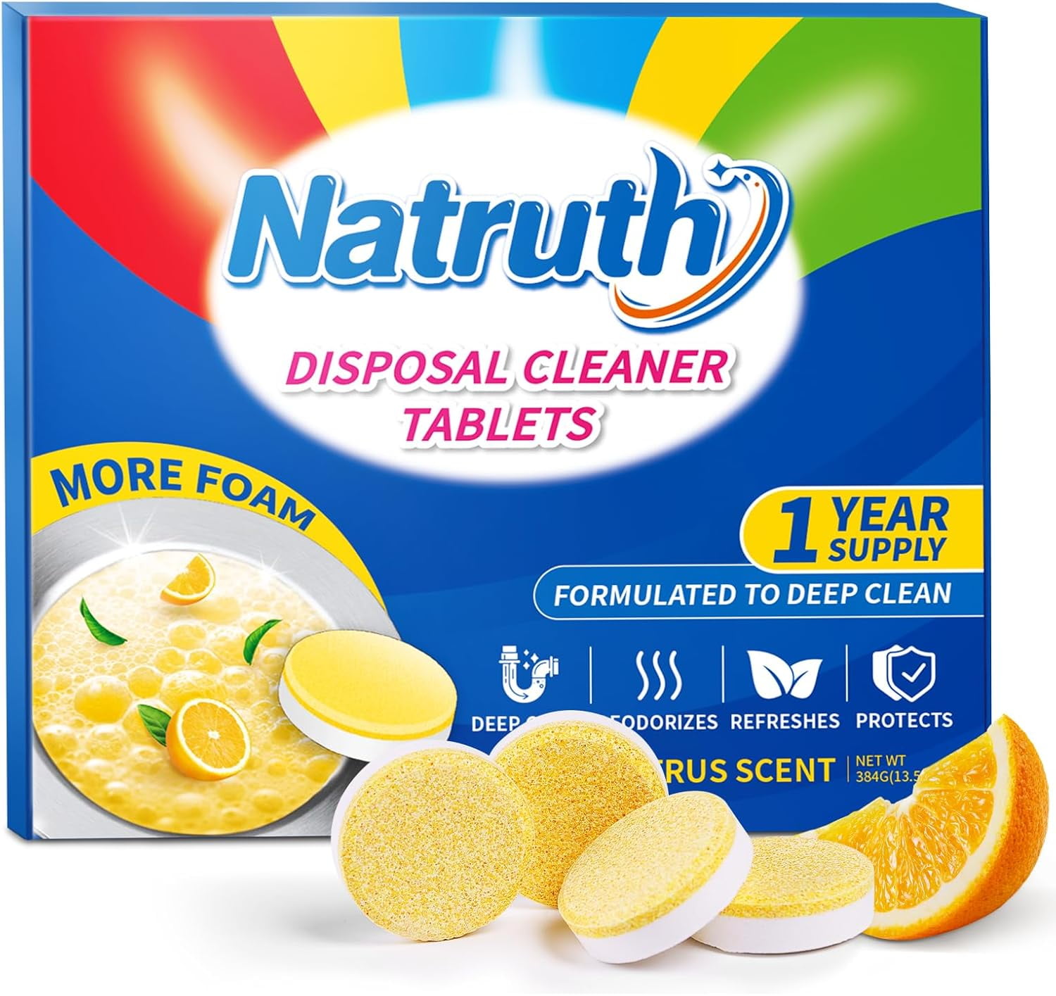 Garbage Disposal Cleaner Tablets - 24 Count - Lemon Scent - Removes ...