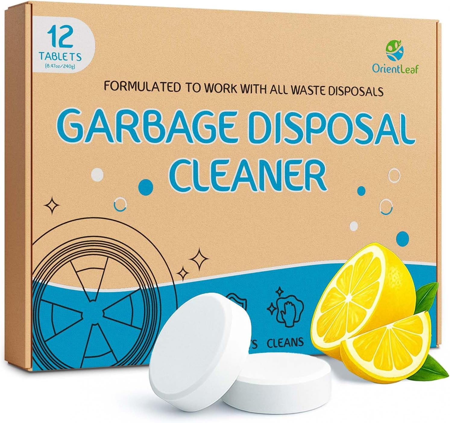 Garbage Disposal Cleaner and Deodorizer Tablets 20g 1 Year Supply Sink ...