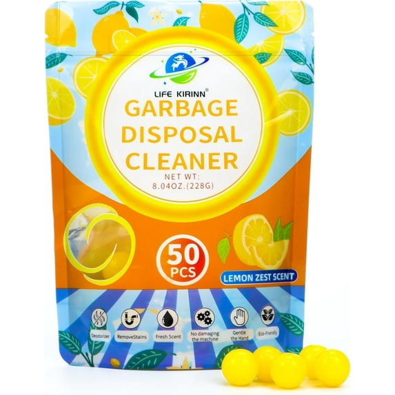 Garbage Disposer Freshener,Sink Disposal Odor Eliminator,50 Count Lemon ...