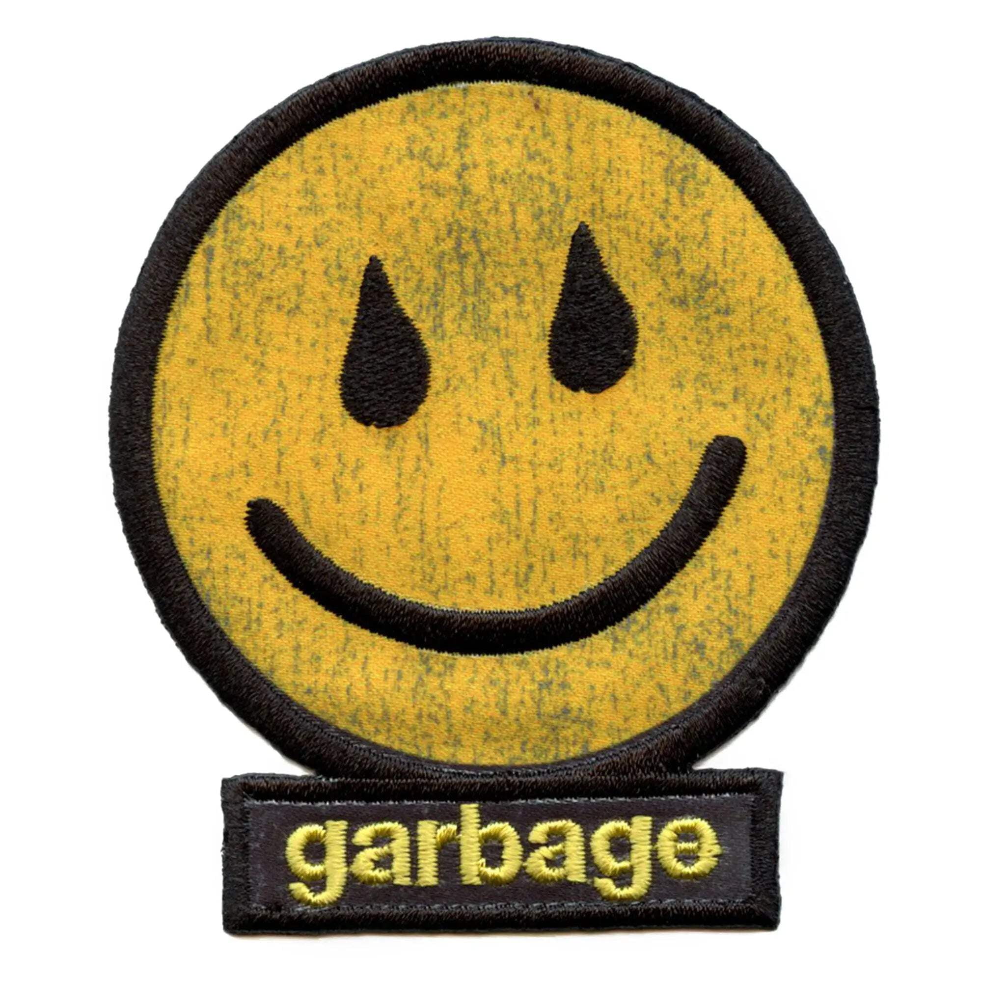 Garbage Distressed Smiley Logo Patch Alternative Rock Band Embroidered ...