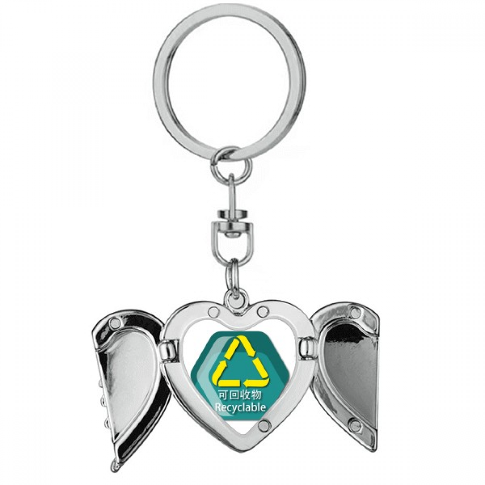 Garbage Recyclable Care Environment Heart Angel Wing Key Chain Holder ...
