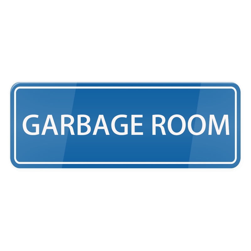 Garbage Room Sign, 10 X 3 Inch Acrylic Plastic Sign With Symbols, Self ...