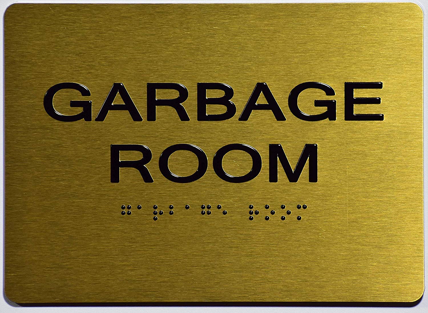 Garbage Room Sign - Gold(Aluminium, Gold/Black,Size 5x7) The Sensation ...