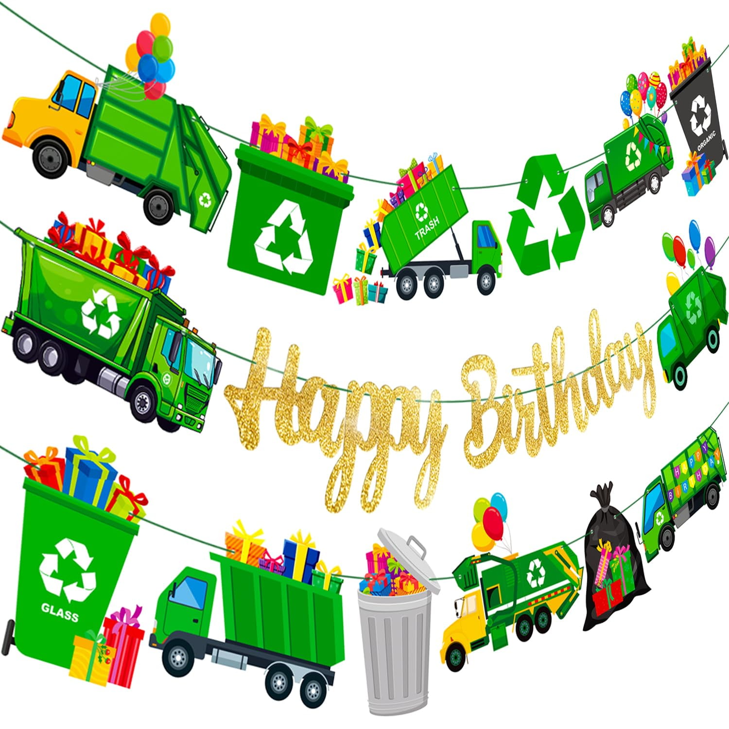 Garbage Truck Birthday AJH3 Banners 3PCS Garbage Truck Birthday Party ...