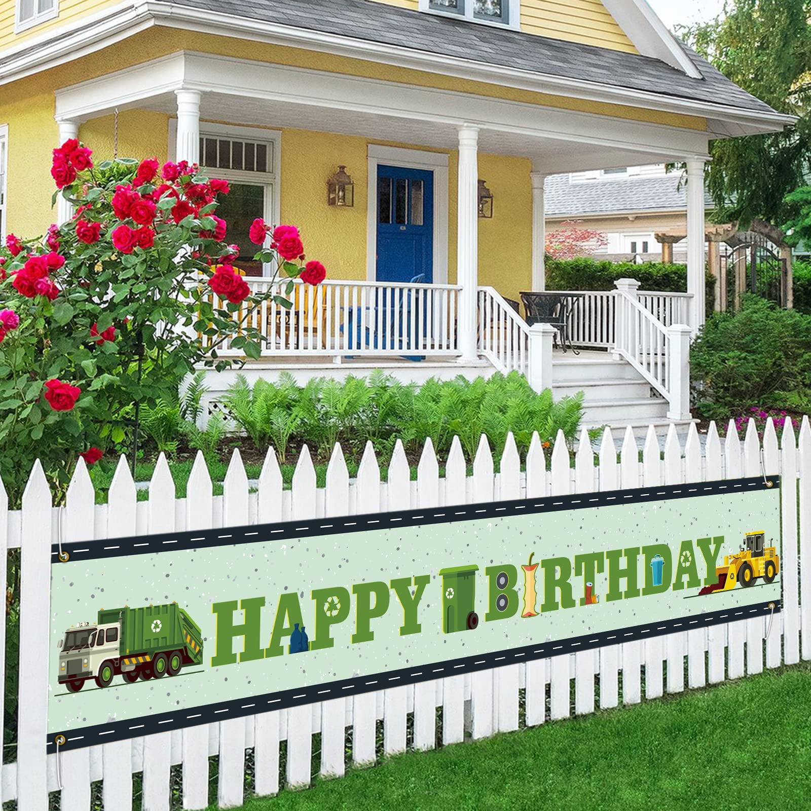 Garbage Truck Birthday Banner Trash Trucks Birthday Sign Banners Waste ...