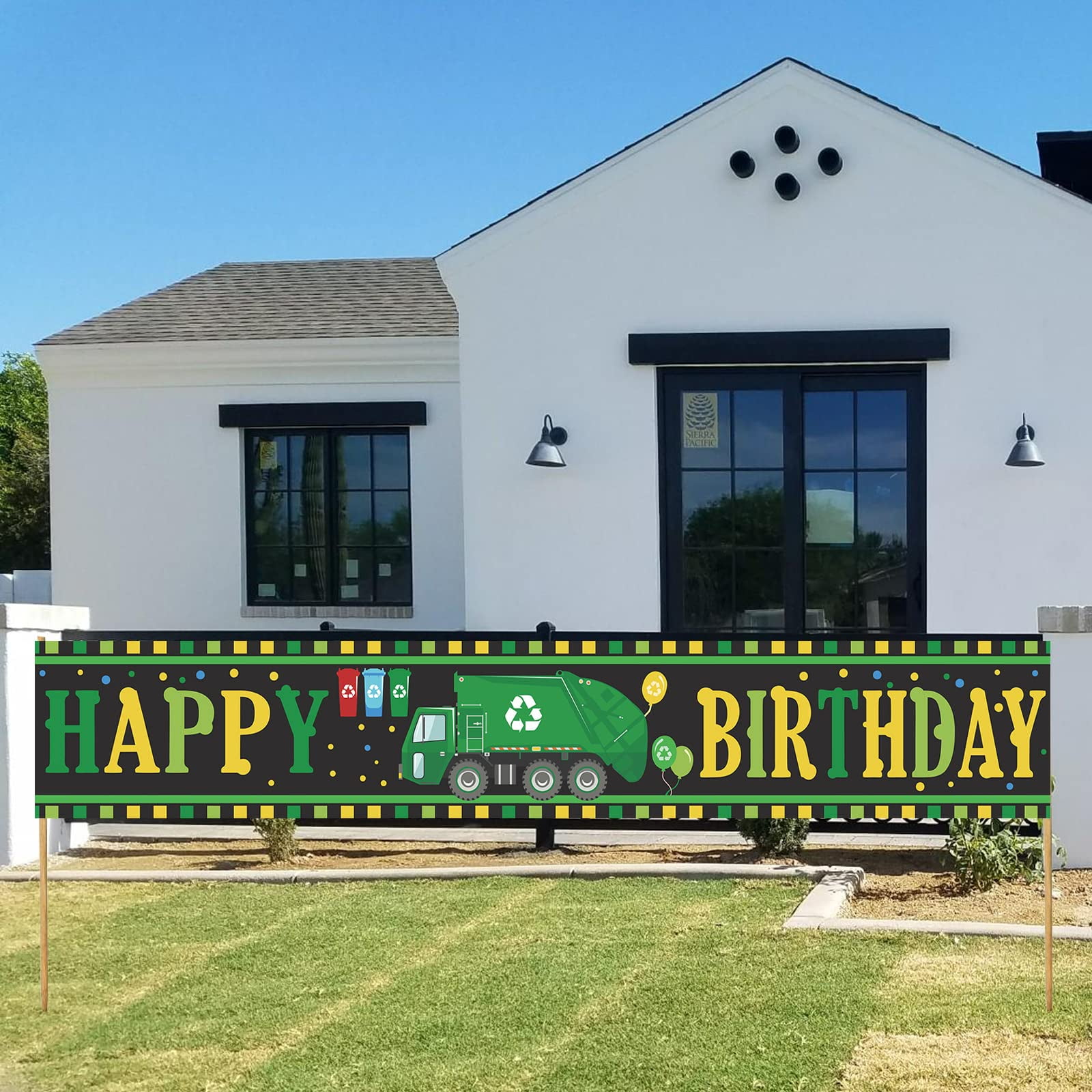 Garbage Truck Birthday Banner Trash Trucks Birthday Sign Banners Waste ...