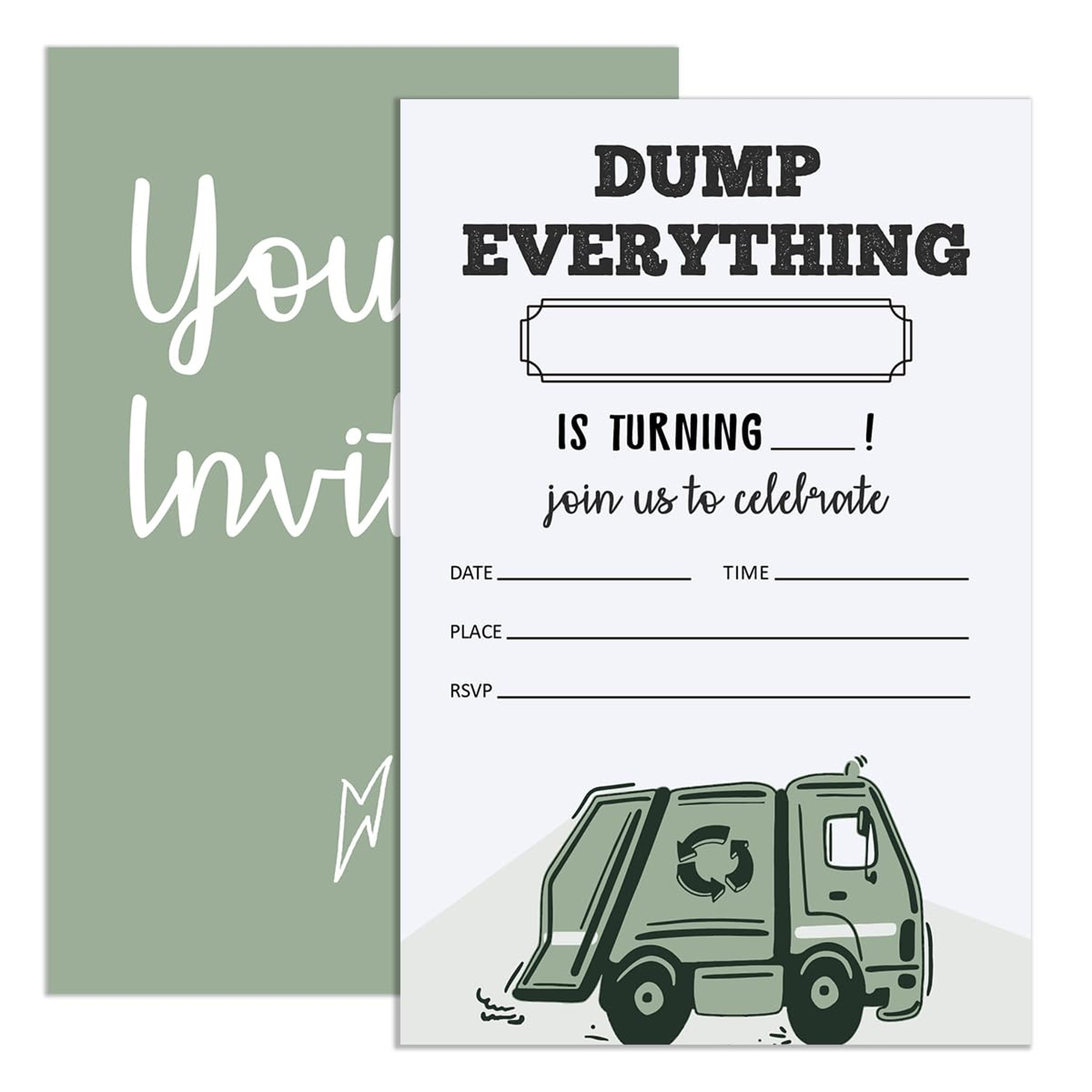 Garbage Truck Birthday Bash Invitations - Fun and Colorful Invite Cards for Boys' Birthday ...