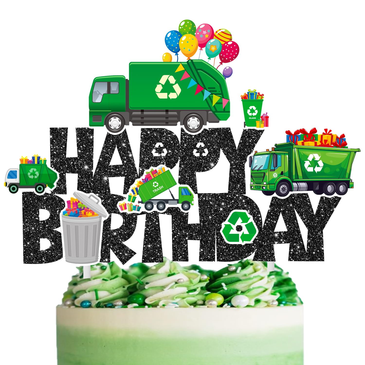 Garbage Truck Birthday Cake Topper Trash AIS1 Truck Cake Decorations ...