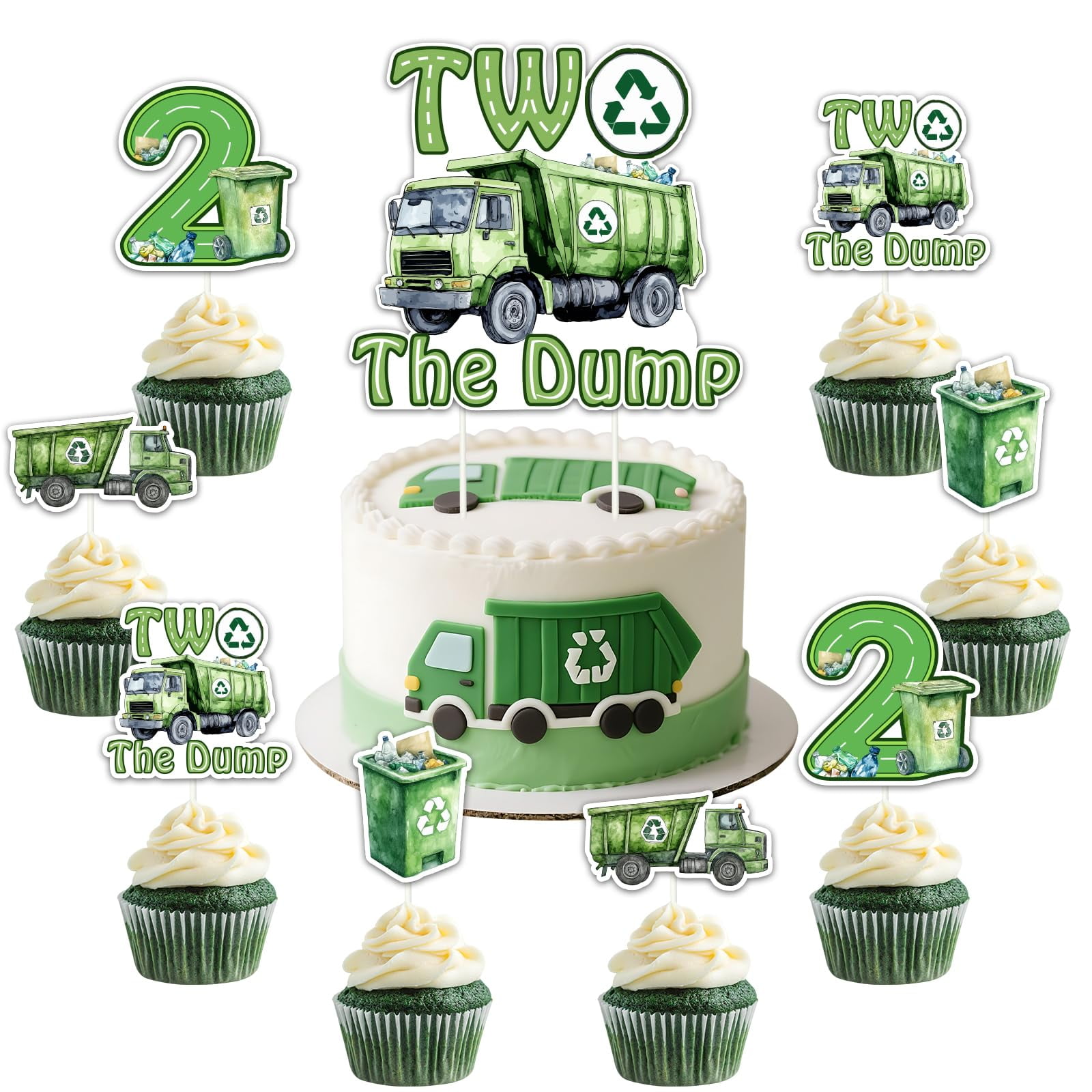 Garbage Truck Cake Toppers 25pcs Trash AIS1 Truck 2nd Birthday ...