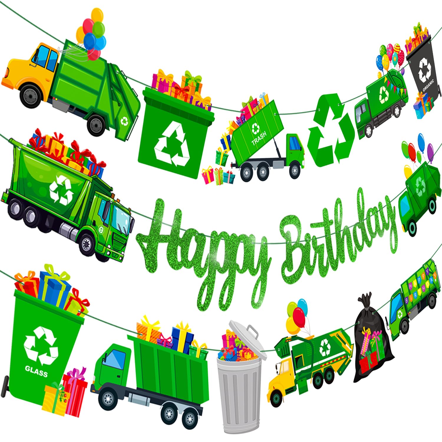 Garbage Truck Happy CORNET Birthday Banners Trash Truck Birthday ...