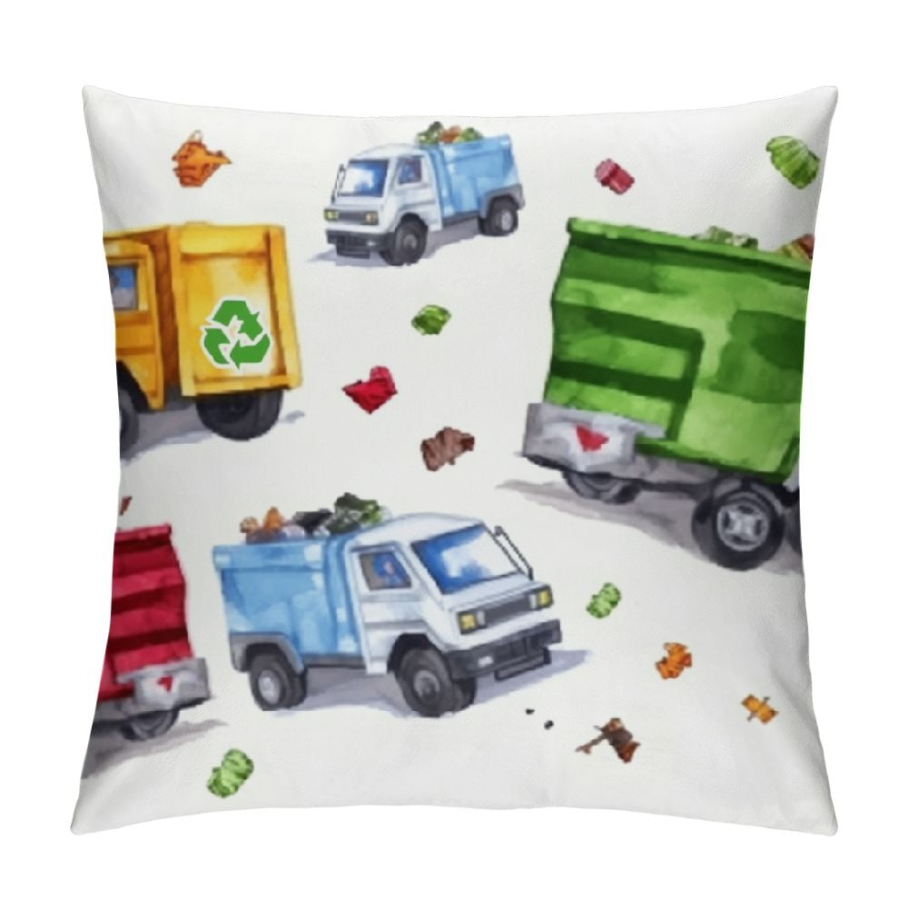 Garbage Truck Kids Fitted Sheet Full Size,Cartoon Trash Truck Transport ...
