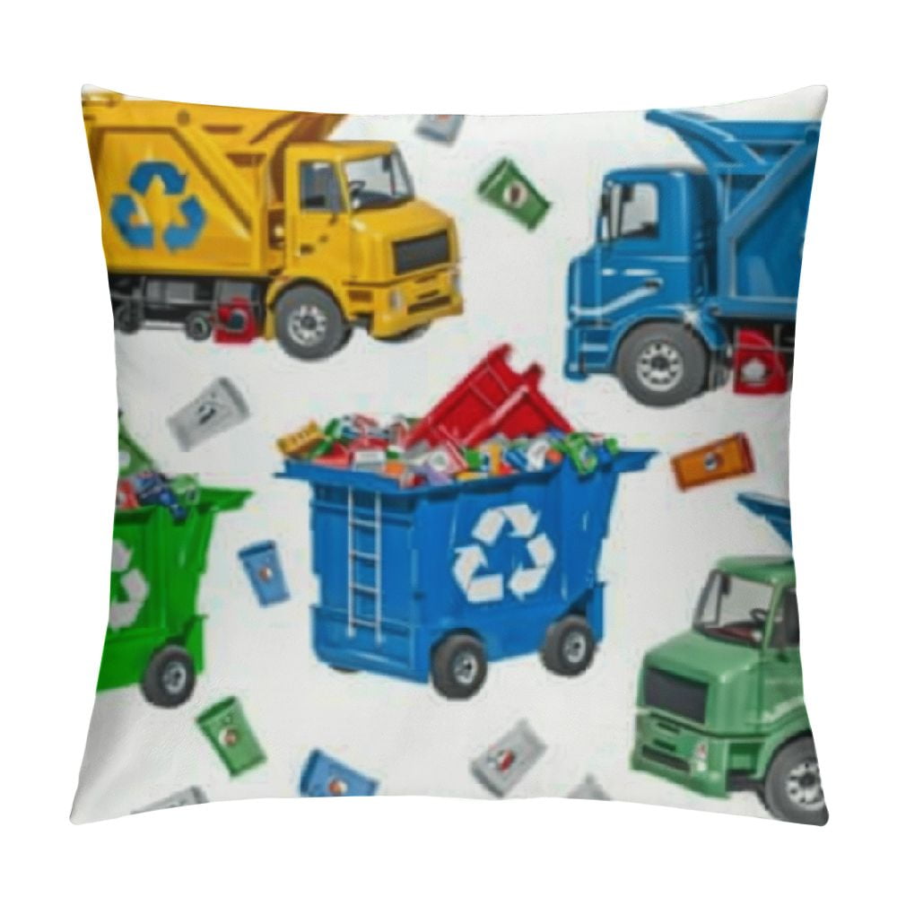 Garbage Truck Kids Sheet Full Size,Cartoon Trash Truck Transport ...