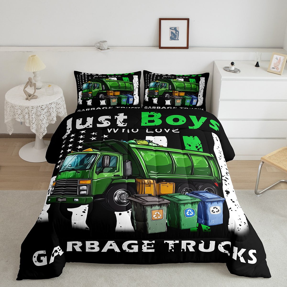 Garbage Truck King Bedding Set,Teens Comforter Set Bed Set Men Bedroom ...