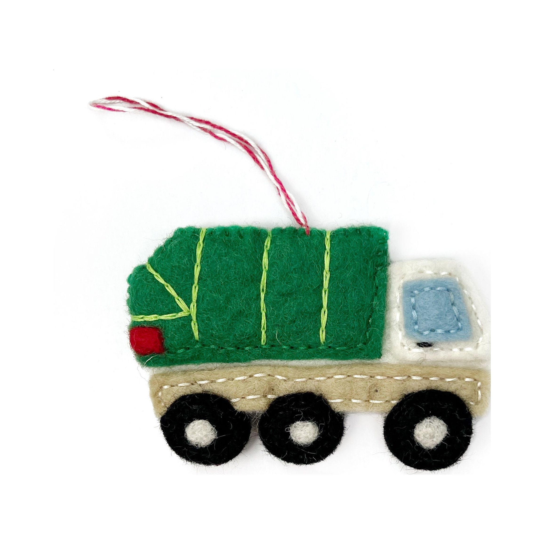 Garbage Truck Ornament - Felt Wool Fair Trade Christmas Decor Handmade ...
