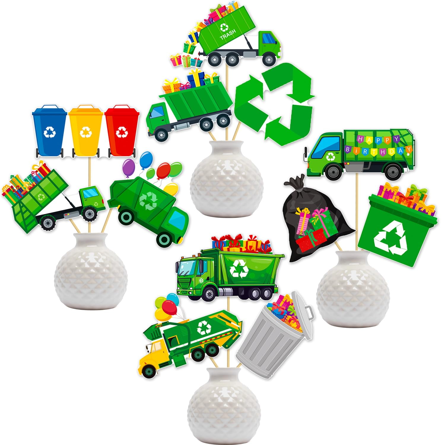 Garbage Truck Party Centerpiece Sticks 18Pcs AFN1Garbage Truck Table ...