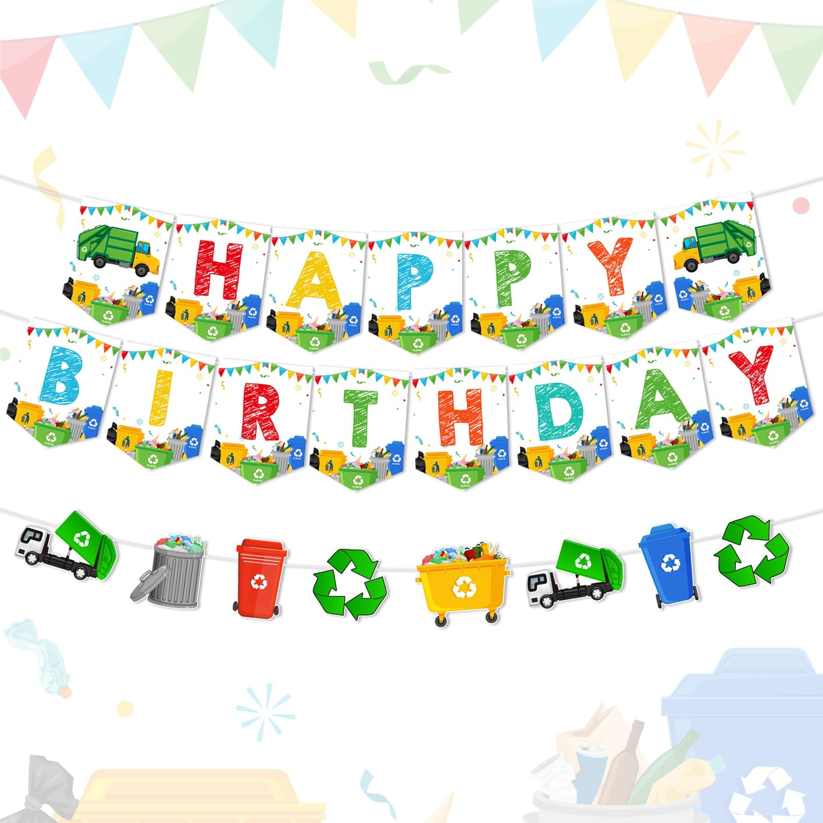 Garbage Truck Party Supplies Colorful Garbage Truck Banner Garbage ...