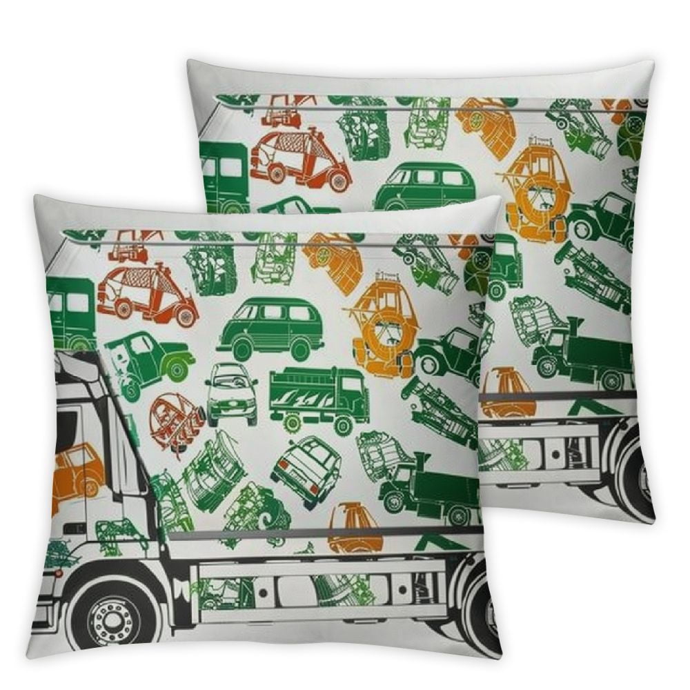 Garbage Truck Pillow Case Cushion Cover Cartoon Car Throw Pillow ...