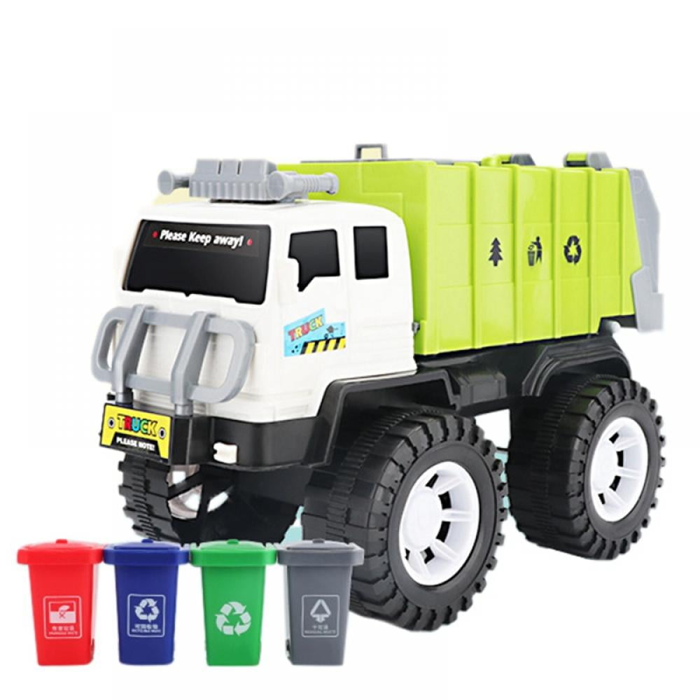 Garbage Truck Toy Friction-Powered Recycling Truck Toy with 4 Rear ...