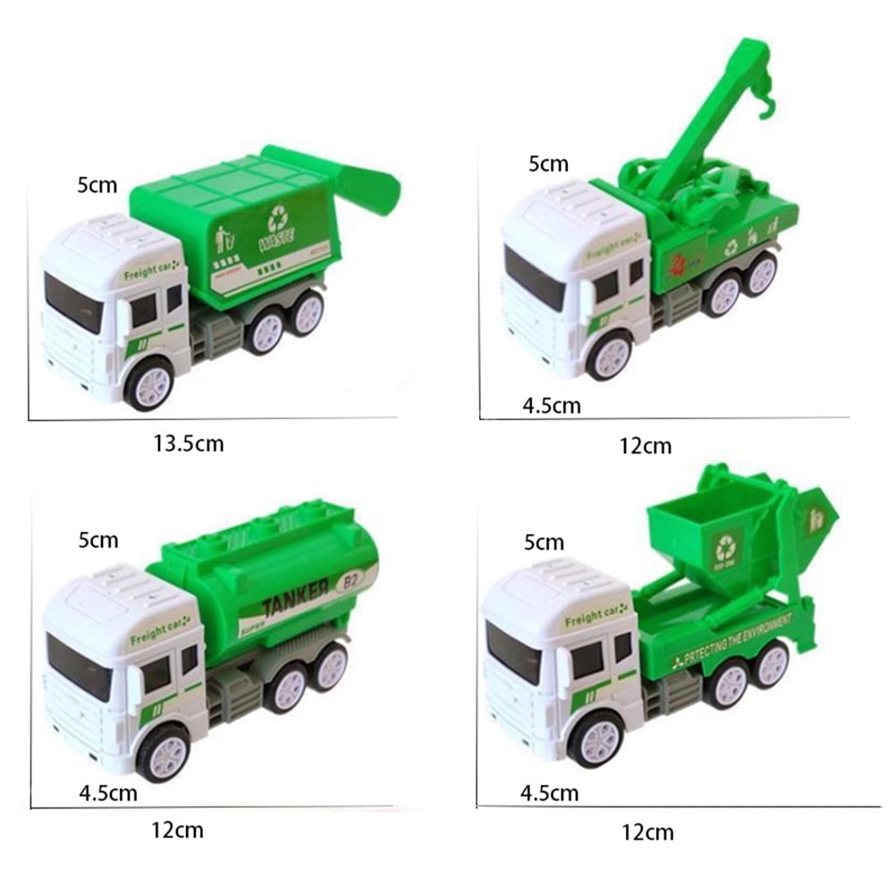 Garbage Truck Toy Simulation Sanitation Garbage Trucks Model with Trash ...