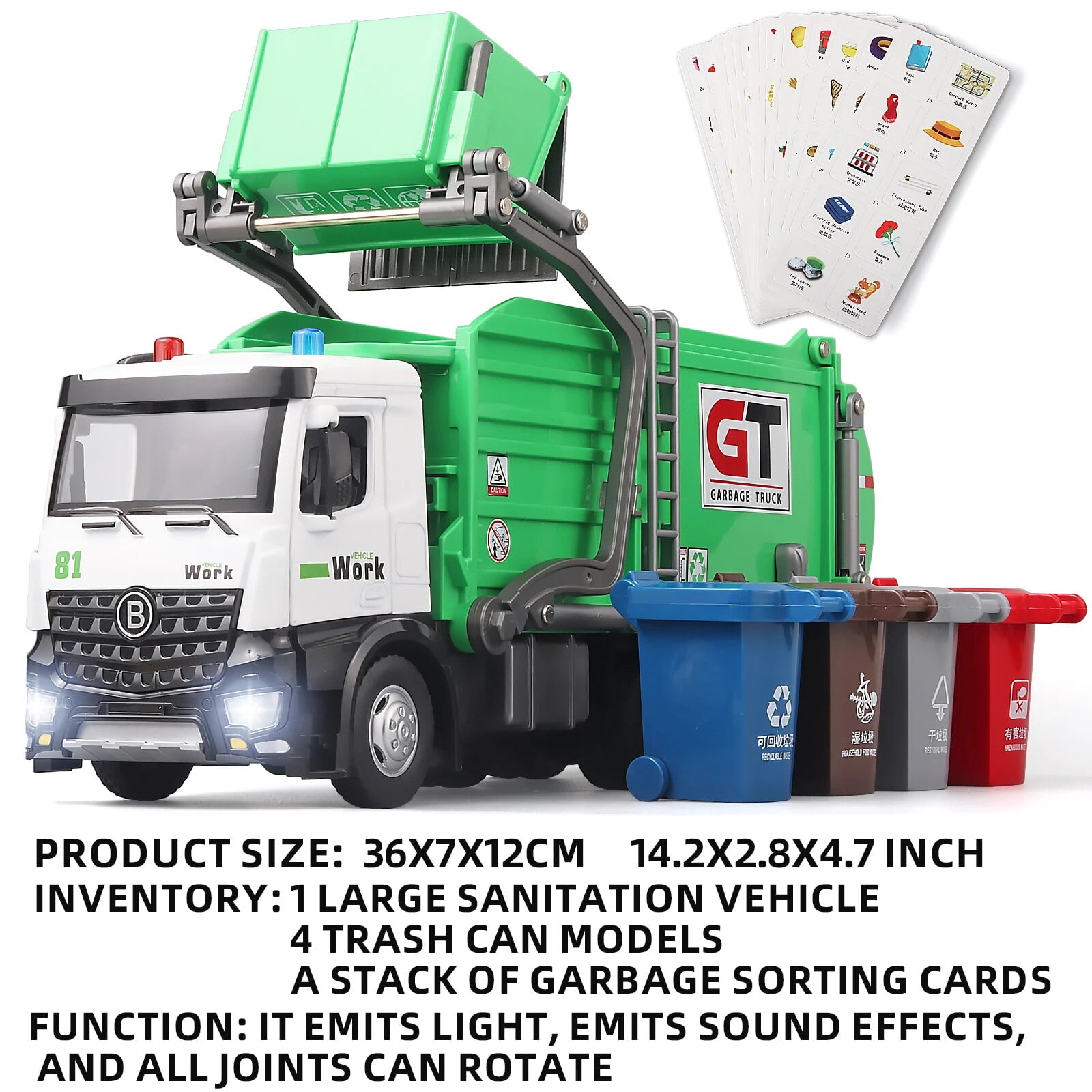 Garbage Truck Toys for Boys,Garbage Truck Toys Metal Diecast, Friction ...