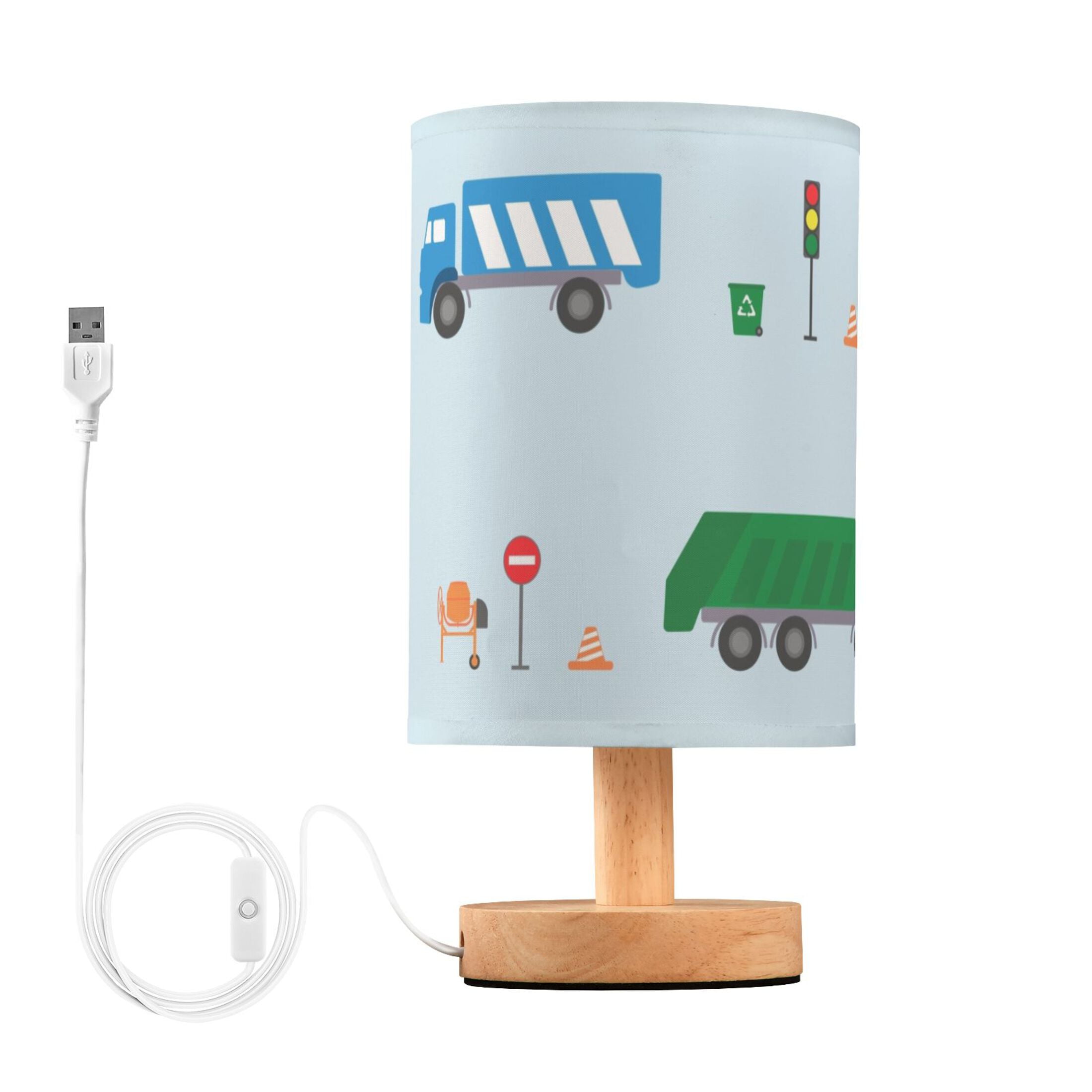 Garbage and Mixer Truck Bedside Table Lamp LED Warm Lights with USB ...