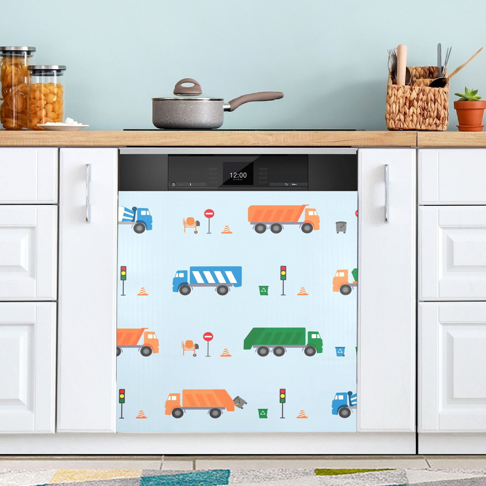 Garbage and Mixer Truck Dishwasher Magnet Cover Magnetic Dishwasher ...