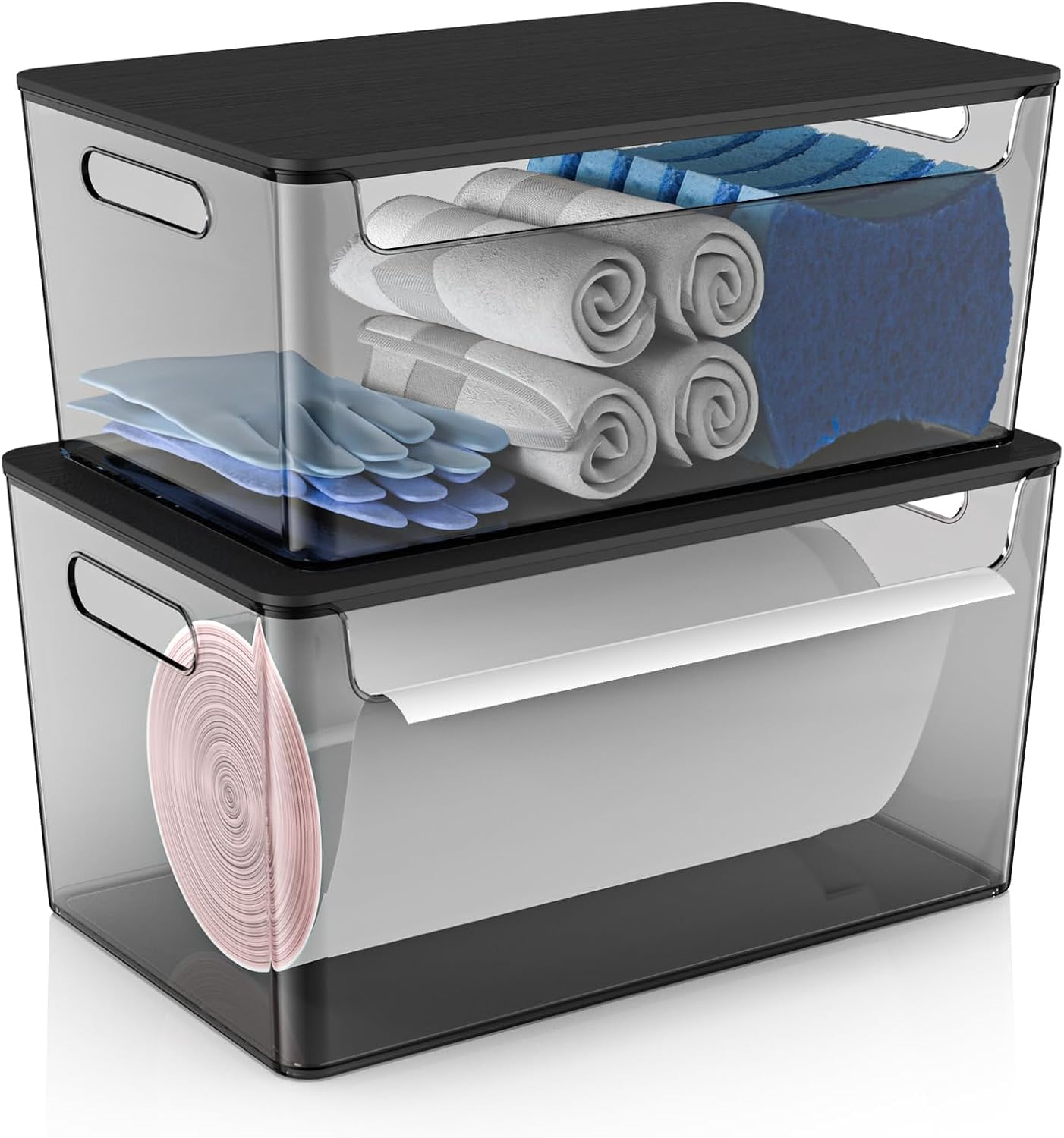 Garbage bag rack, stackable under sink, plastic garbage dispenser with ...