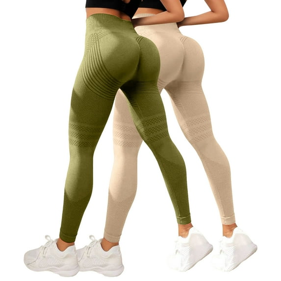 Garbnen 2 Pack Womans Leggings Beige Tights High Waisted Women Yoga ...