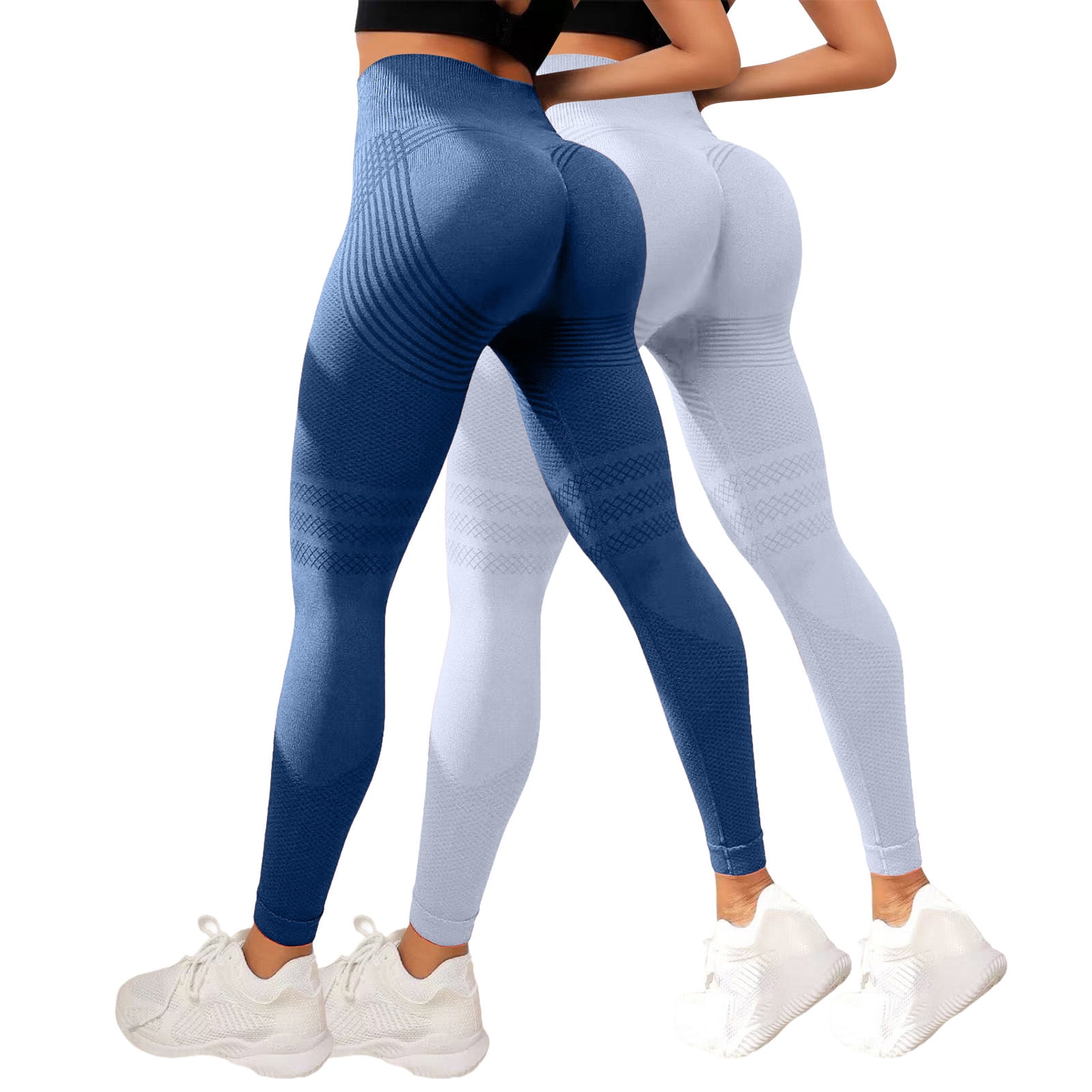Garbnen 2 Pack Women Leggings Blue High Waisted Tights Yoga Pants for Women Soft Spring Summer ...