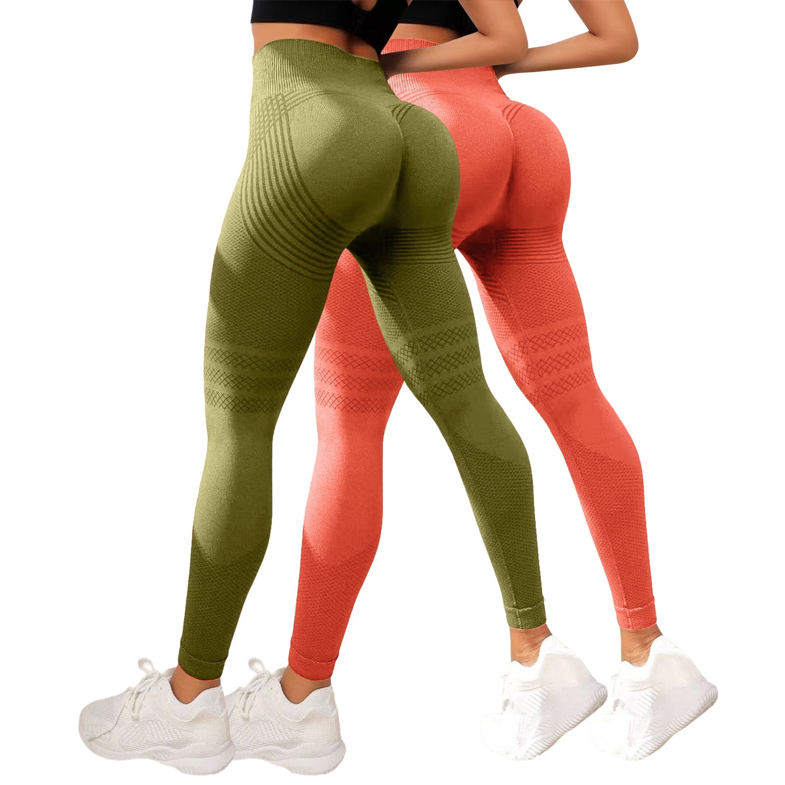 Garbnen 2 Pack Womens Leggins Orange Tights High Waisted Women's Yoga ...