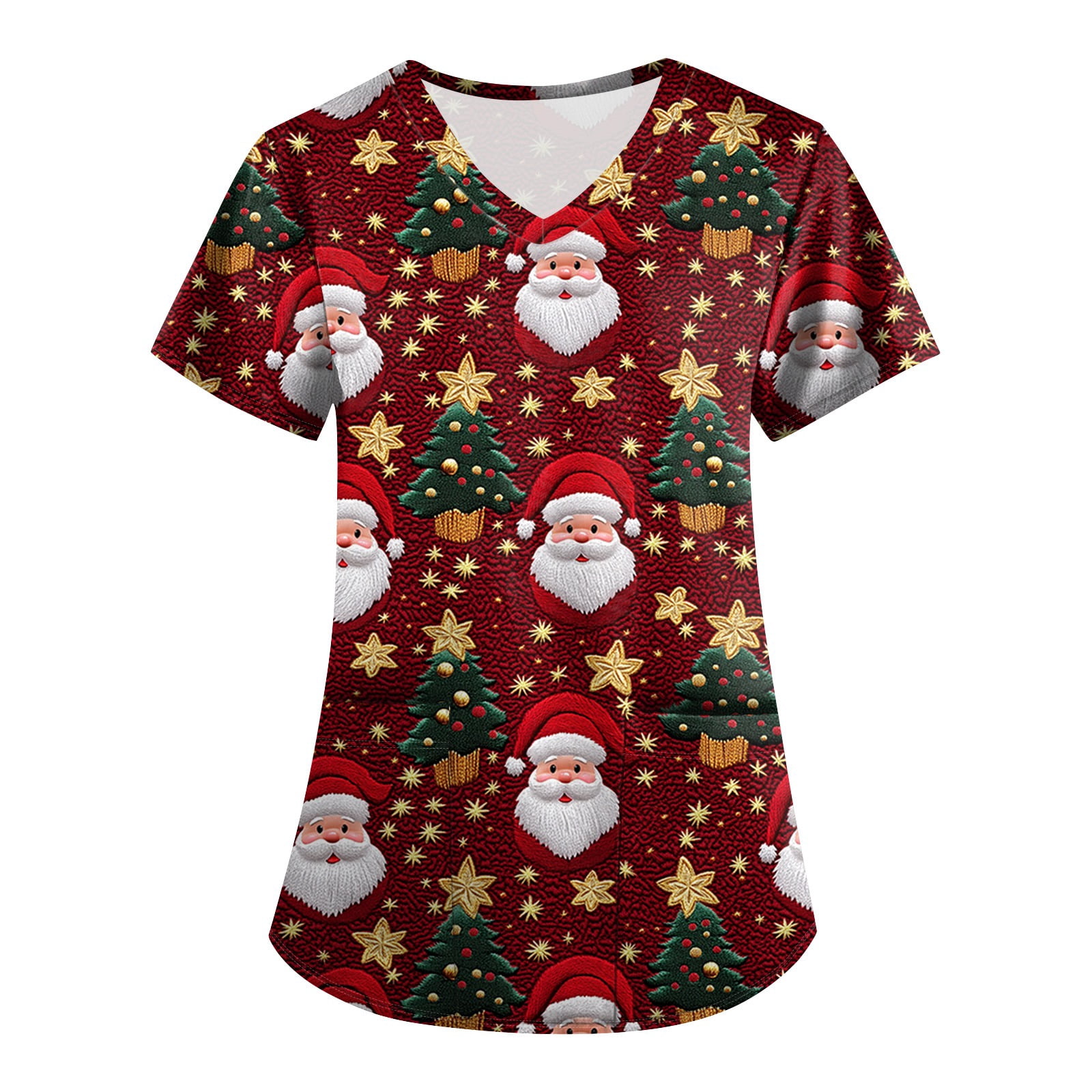 Garbnen Christmas Scrubs for Women Workwear V Neck Short Sleeve Womens ...