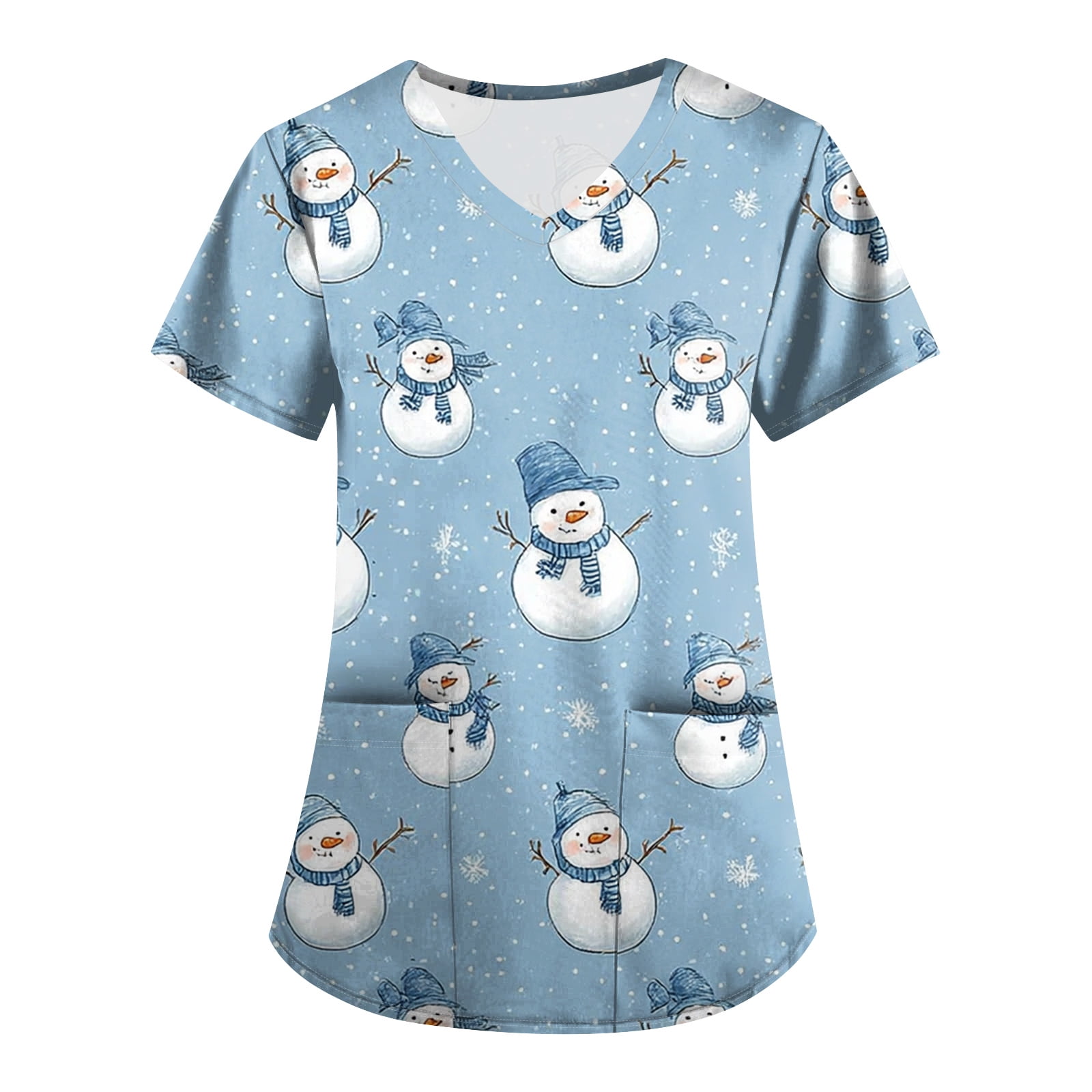 Garbnen Christmas Womens Scrubs V Neck Short Sleeve Nursing Tops ...