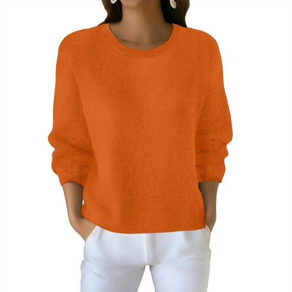 Garbnen Crew Sweater Women Trendy Fitted Long Sleeve Ribbed Shirt Women ...